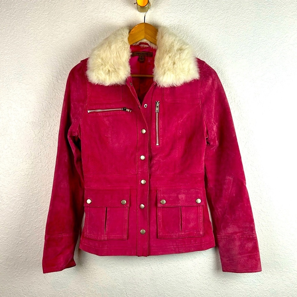 Penny Lane Phoebe Barbie Pink Suede Rabbit Fur Y2k Co… - Gem
